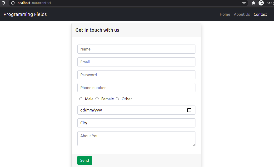 Form Handling In React Js With Validation Using React State