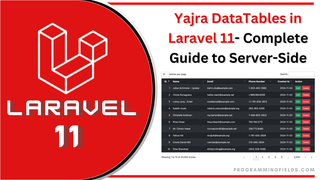 Yajra DataTables in Laravel 11- Complete Guide to Server-Side